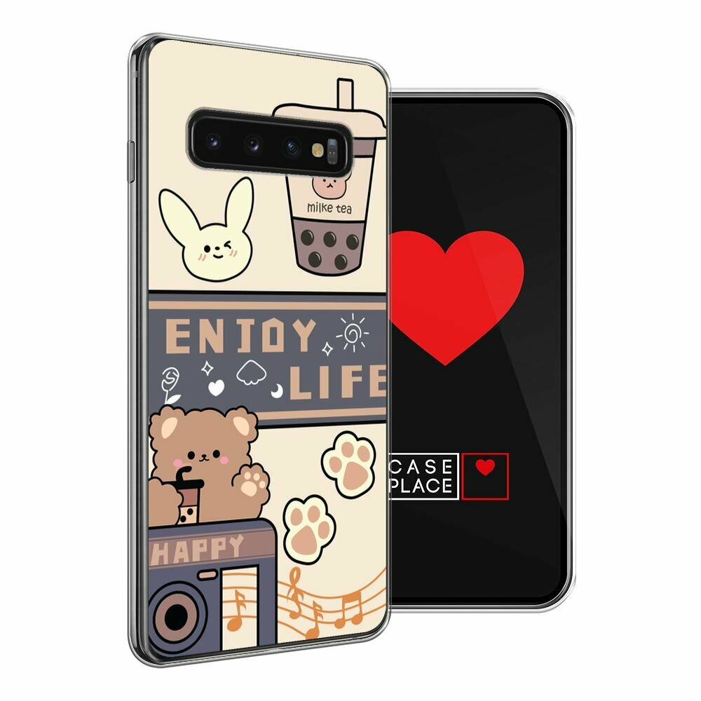 Чехол на Samsung Galaxy S10 + / Самсунг Галакси S10 Плюс с принтом "Enjoy life 1" — фото 1