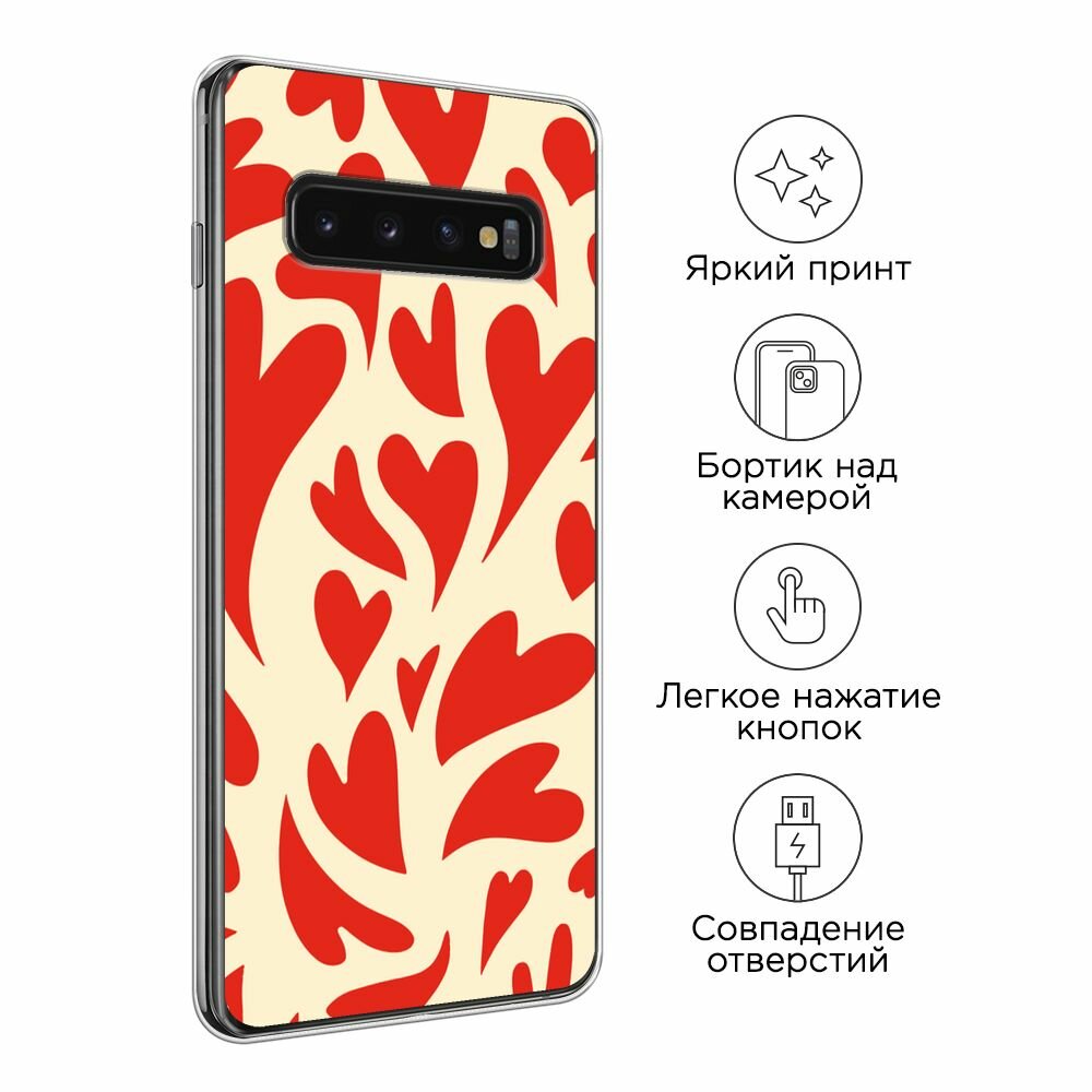 Чехол на Samsung Galaxy S10 + / Самсунг Галакси S10 Плюс с принтом "Crazy hearts 1 - 14 февраля" — фото 1