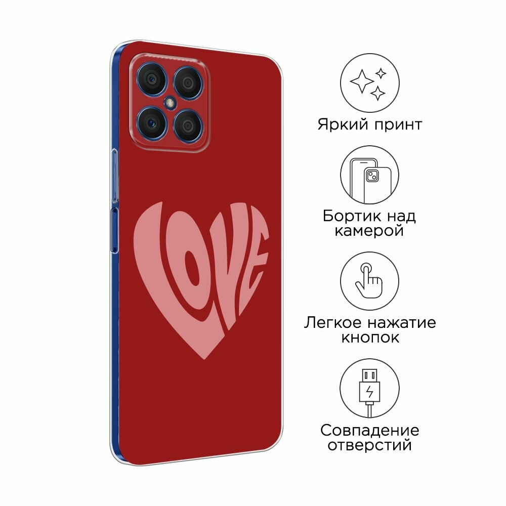 Чехол на Honor X8 / Хуавей X8 с принтом "Love heart 1 - 14 февраля" — фото 1