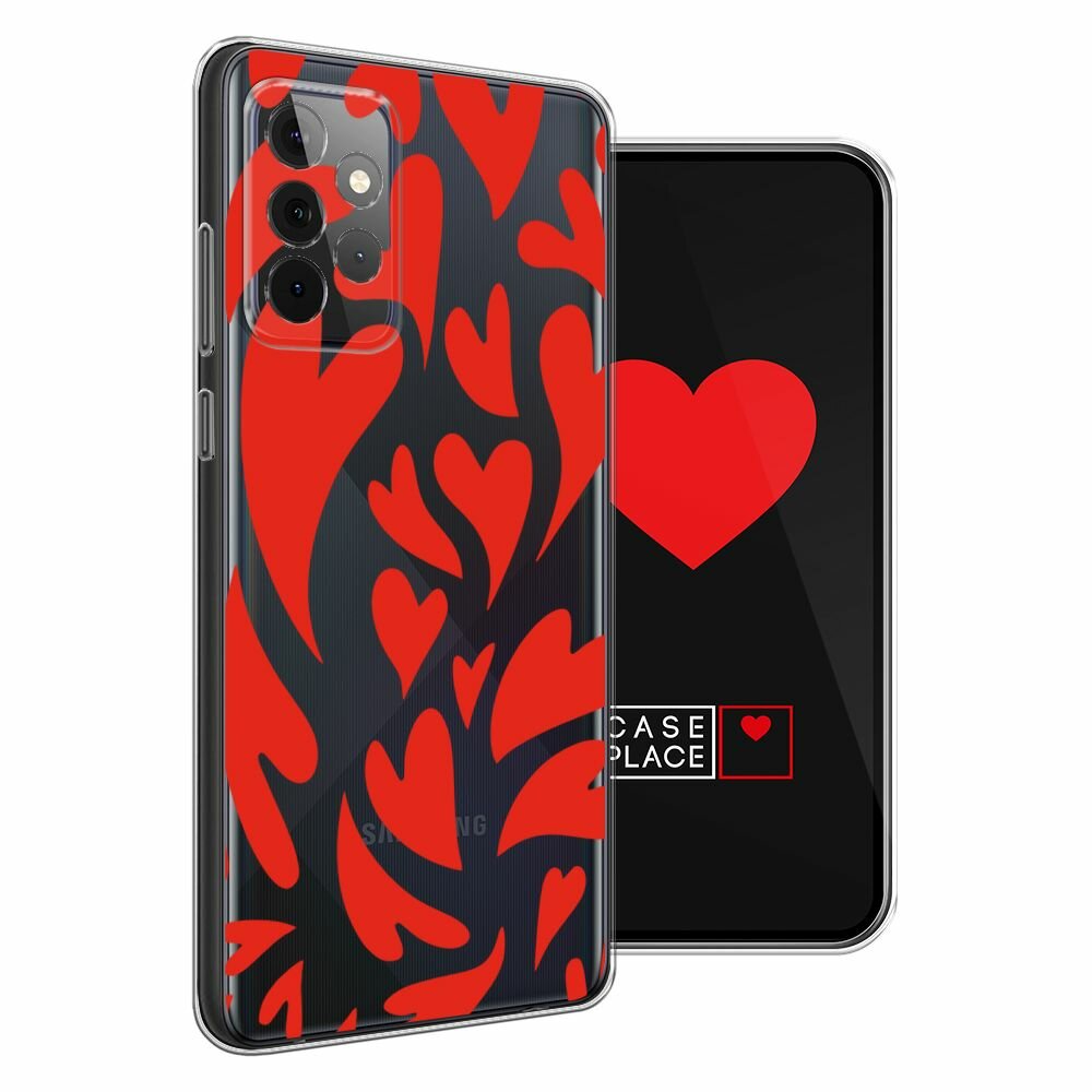 Чехол на Samsung Galaxy A72 / Самсунг Галакси А72 с принтом "Crazy hearts 2 - 14 февраля", прозрачный — фото 1