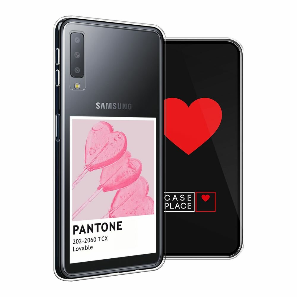 Чехол на Samsung Galaxy A7 2018 / Самсунг Галакси А7 2018 с принтом "Pantone Lovable 2 - 14 февраля", прозрачный — фото 1