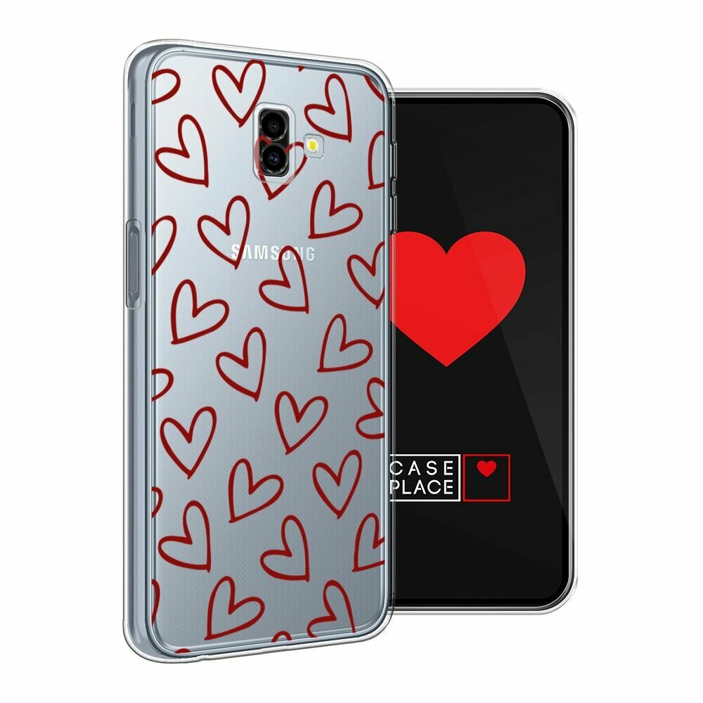 Чехол на Samsung Galaxy J6 + / Самсунг Галакси J6 Плюс 2018 с принтом "Little hearts doodles 2 - 14 февраля", прозрачный — фото 1