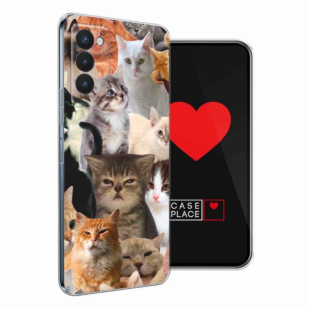 Чехол на Tecno Camon 18P / Техно Камон 18Р с принтом "Коты из мемов" — фото 1