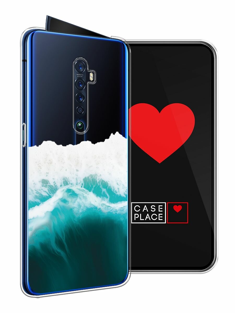 Чехол на Oppo Reno 2 / Оппо Рено 2 с принтом "Большая волна", прозрачный — фото 1