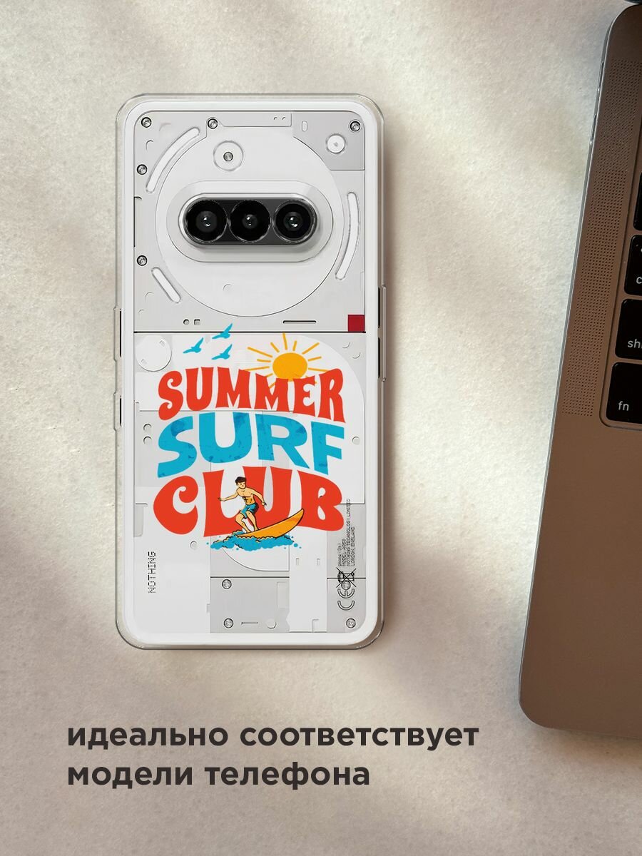 Чехол на Nothing Phone 3a / Нотинг Фон 3а с принтом "Summer surf club", прозрачный — фото 1