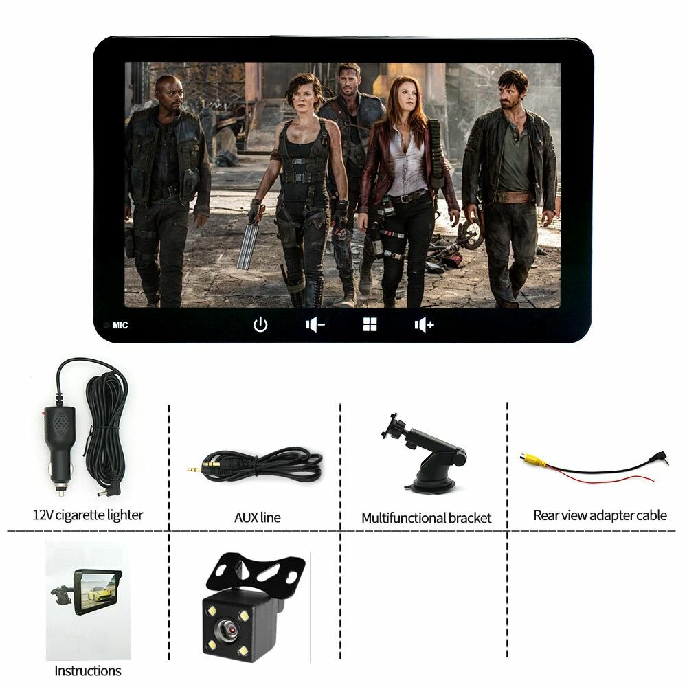 Автомобильная стереосистема портативная с 7-дюймовым сенсорным экраном + камера для беспроводного carplay & android auto