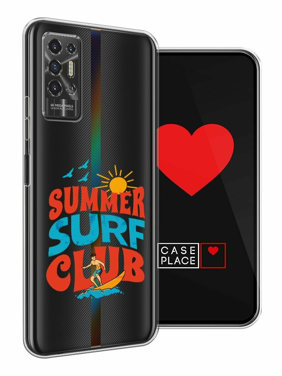 Чехол на Tecno Pova 2 / Текно Пова 2 с принтом "Summer surf club", прозрачный — фото 1