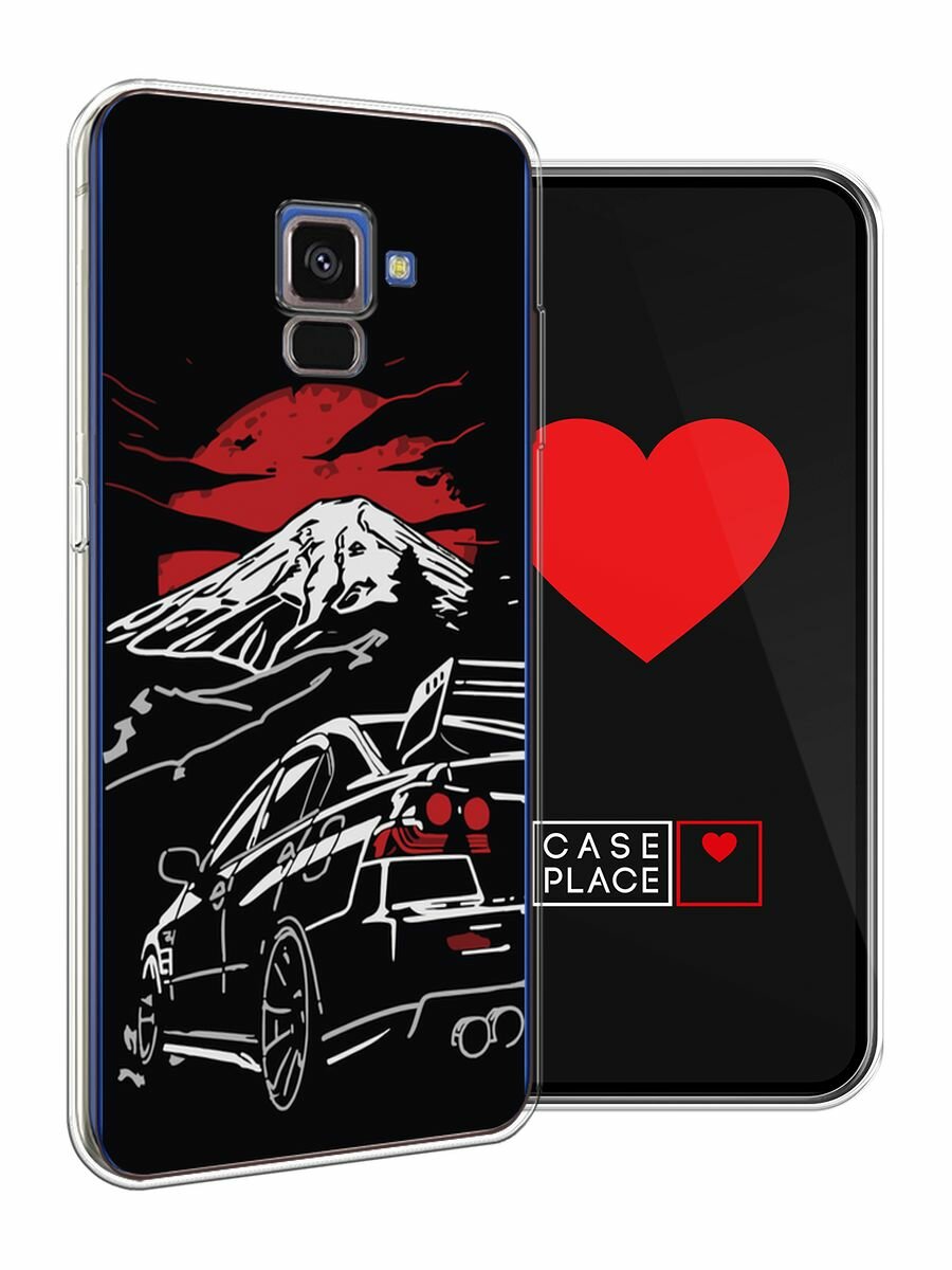 Чехол на Samsung Galaxy A8 2018 / Самсунг Галакси А8 2018 с принтом "Машина в горах JDM" — фото 1