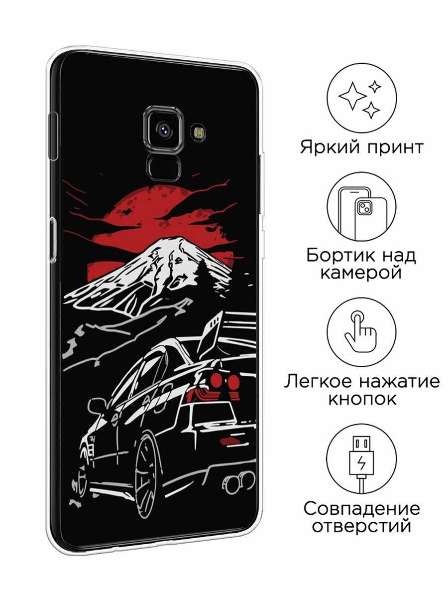Чехол на Samsung Galaxy A8 + / Самсунг Галакси А8 Плюс 2018 с принтом "Машина в горах JDM" — фото 1