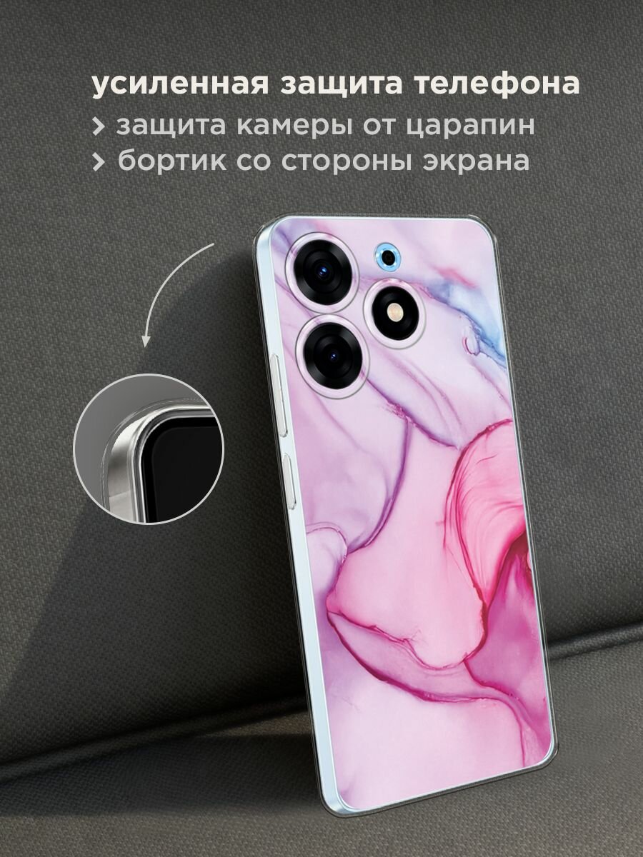 Чехол на Tecno Spark 10 Pro / Текно Спарк 10 Про с принтом "Розовые мраморные разводы" — фото 1