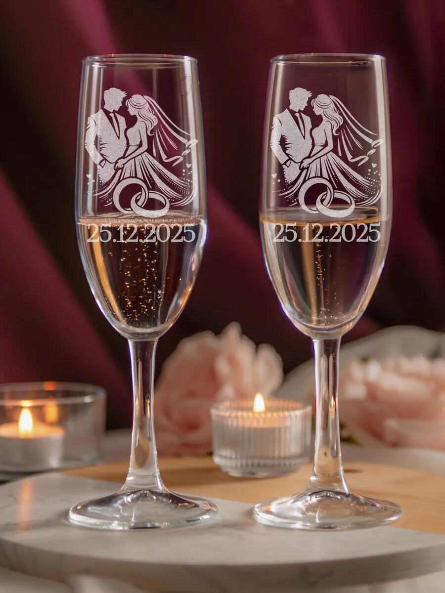 Свадебные бокалы с рисунком пары 25 декабря 2025