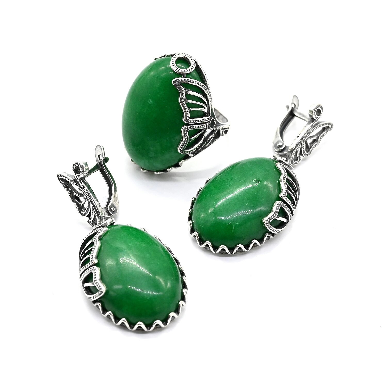 Комплект бижутерии: кольцо, хризопраз