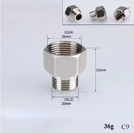 Переходник G1/2 - G3/4 из нержавеющей стали 304