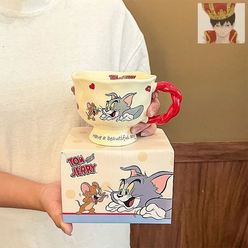 Кружка «Tom and Jerry», керамика, фаянс, 360мл, с подстаканником, красная
