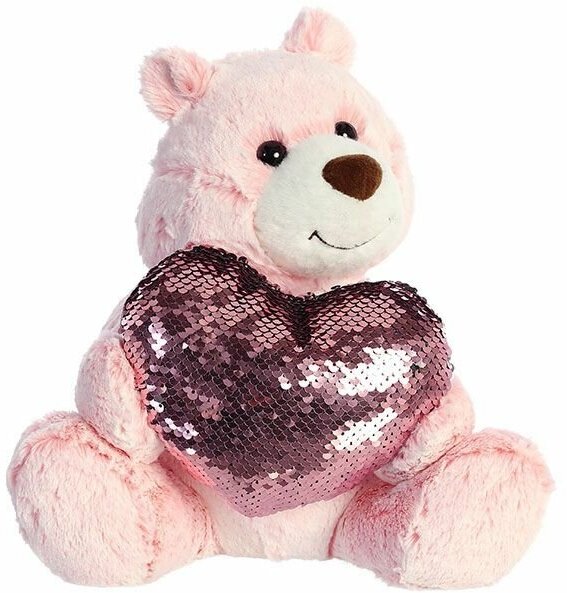 AURORA Игрушка мягкая Медведь Большое сердце роз. 30 см