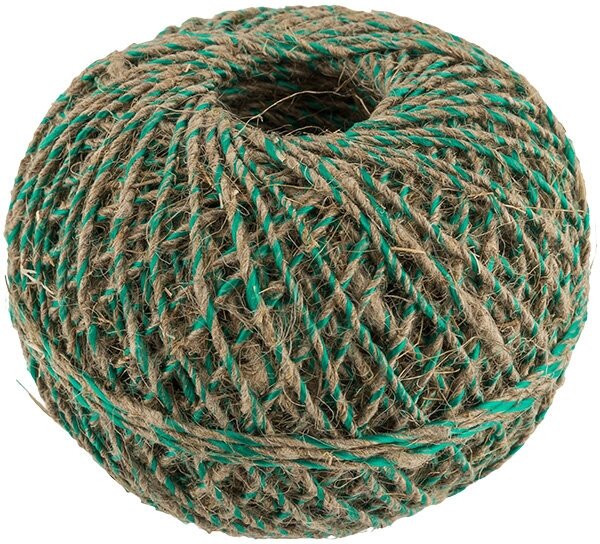 Шлзн Шпагат льняной с зелёной нитью 1.5 мм, 100 м, суровый зелёного цвета для работ