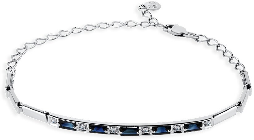 Браслет, белое золото, 585 проба, бриллиант, сапфир