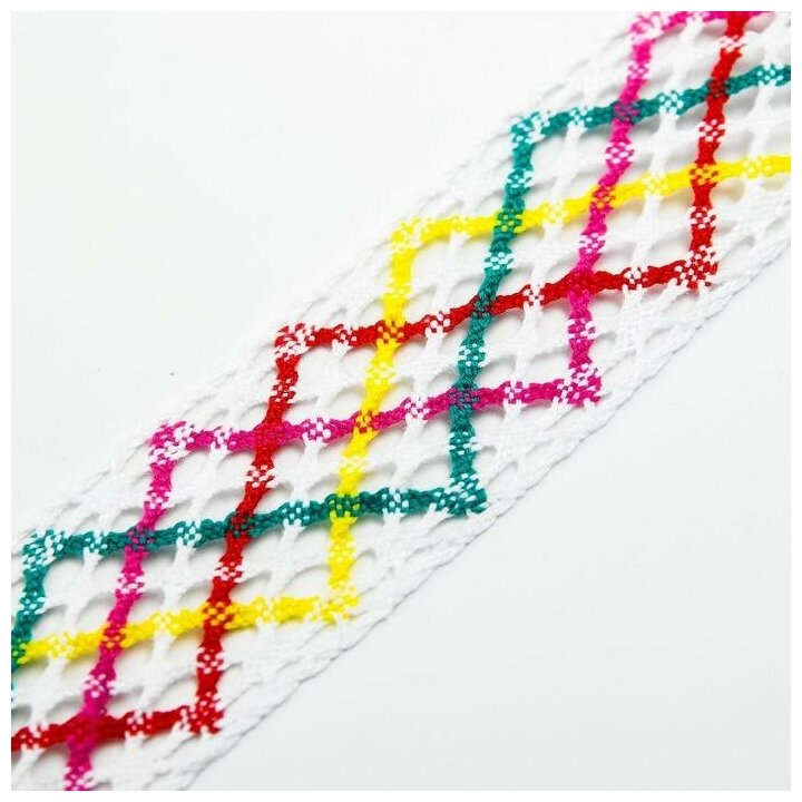 Тесьма многоцветная «Зигзаг», ширина 4 см, в упаковке 25 м