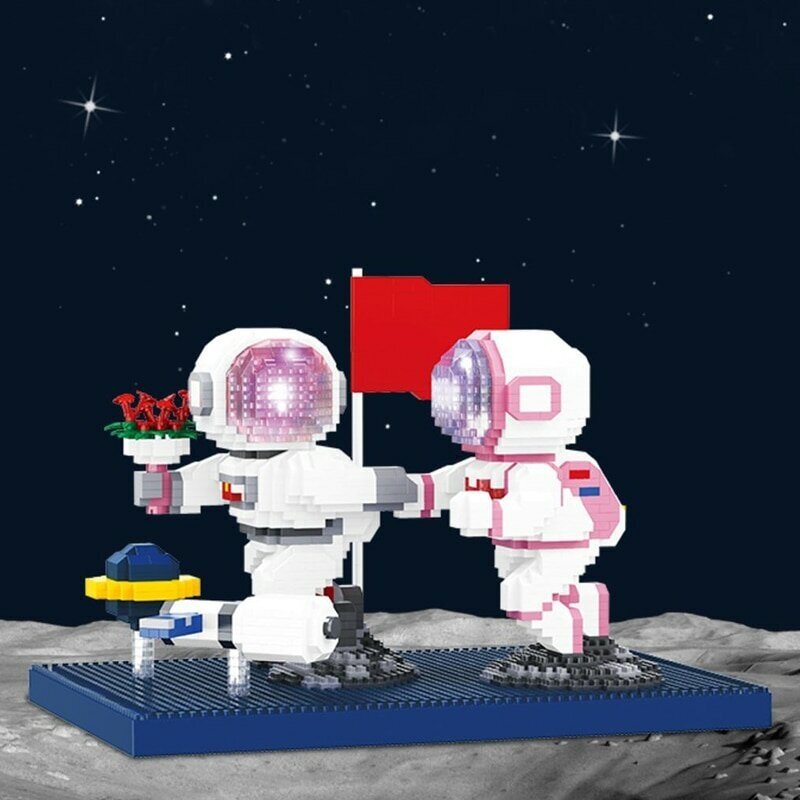 Конструктор 3D из миниблоков Balody Влюбленные космонавты с подсветкой 1867 элементов - BA16266