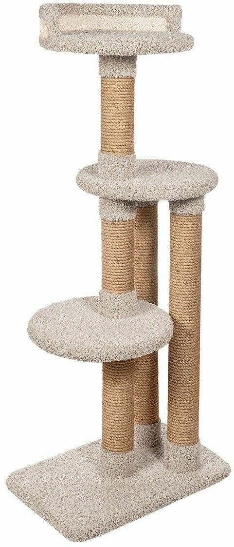 Игровой комплекс, высокая когтеточка-столбик с лежанкой для кошки "Пушок" серый