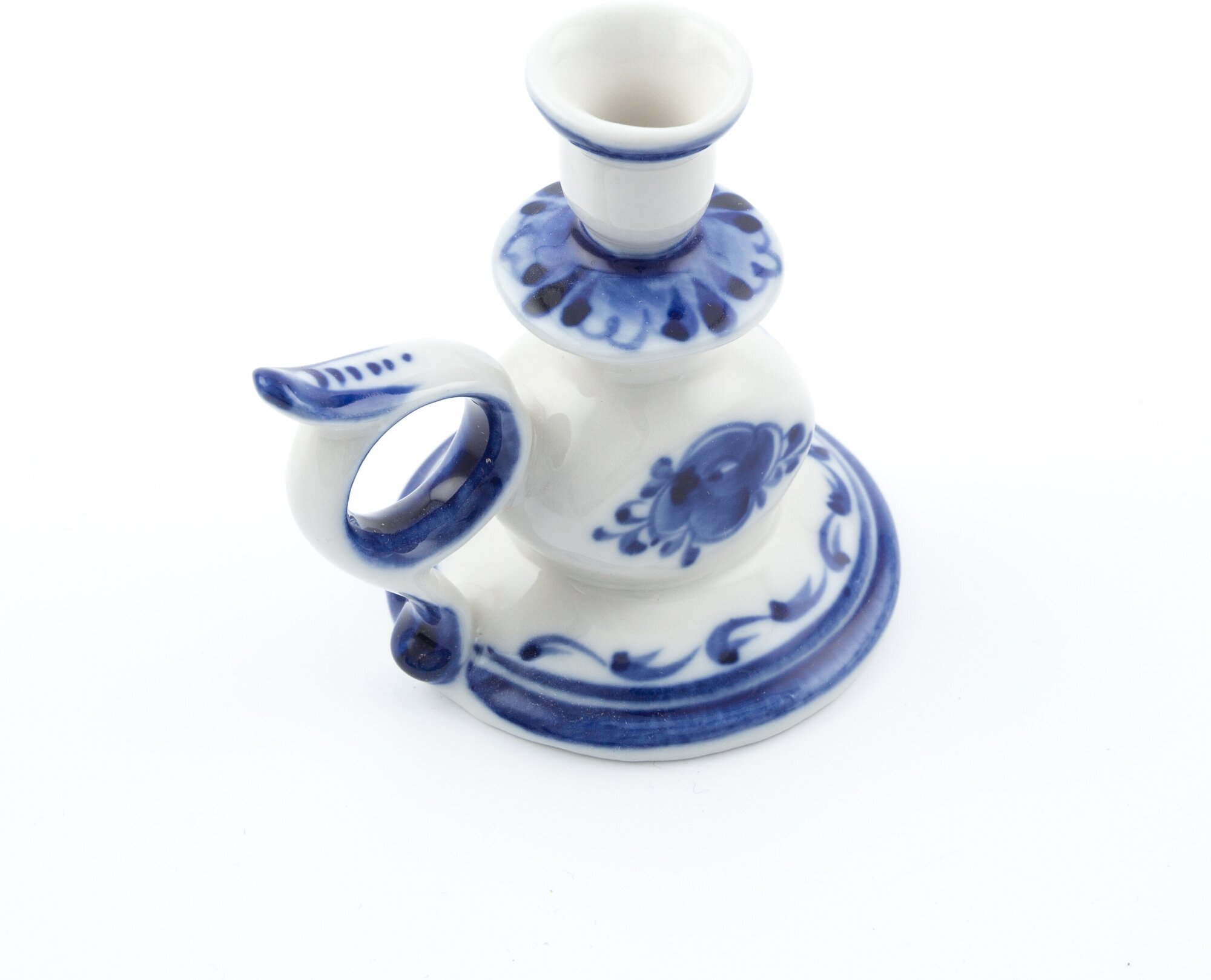 Подсвечник. Объединение "гжель". "Подсвечник малый", высота 75 мм, фарфор