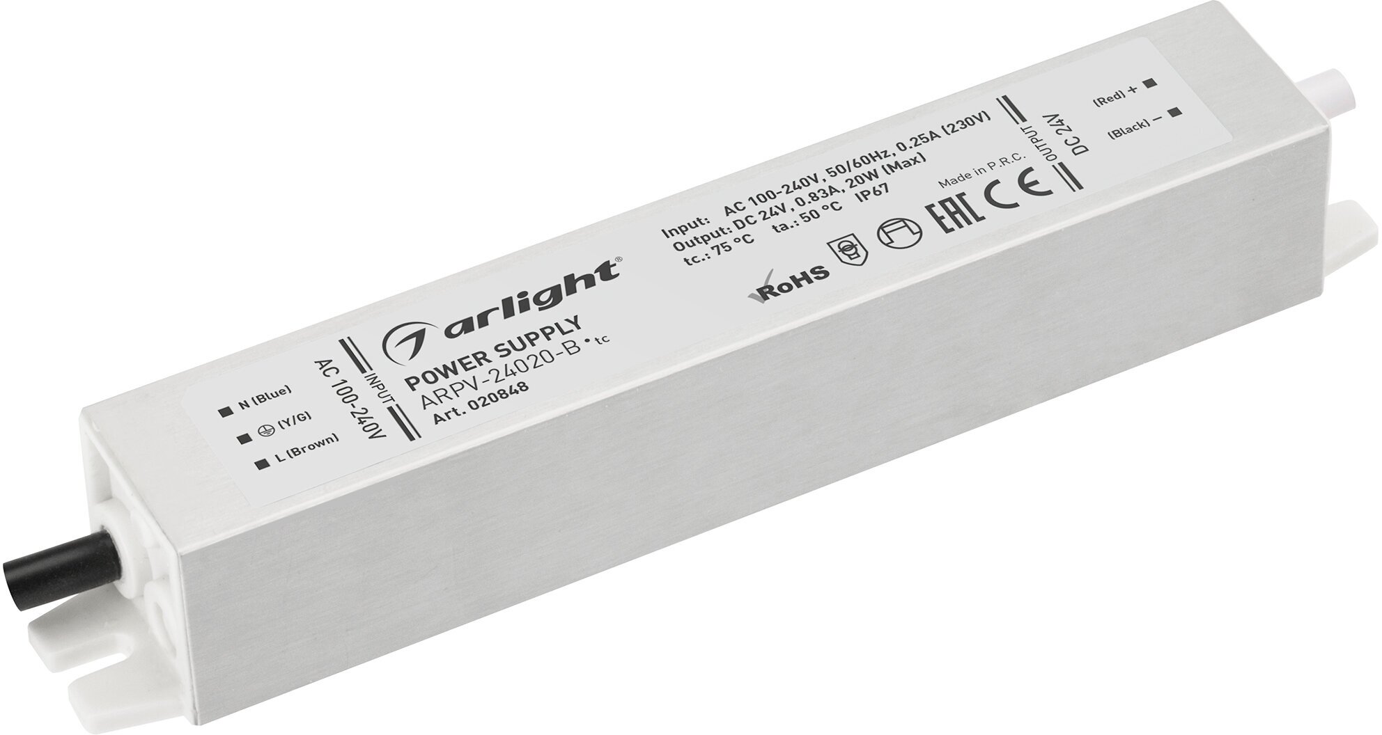 Блок питания (AC-DC) 24V 20W 020848 ARPV-24020B герм IP67 металл