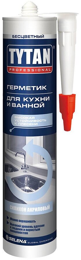 Герметик силикон-акриловый для кухни и ванной Tytan Professional прозрачный 280 мл