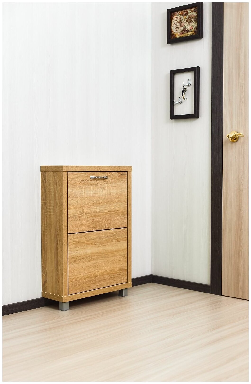 Шкаф обувной Ironnori Люкс, Дуб сонома с регулируемыми ножками 2 секции, ЛДСП