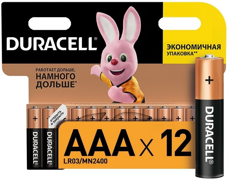 Батарейки Duracell мизинчиковые ААA LR03 (12 штук в уп) 81480379 349351