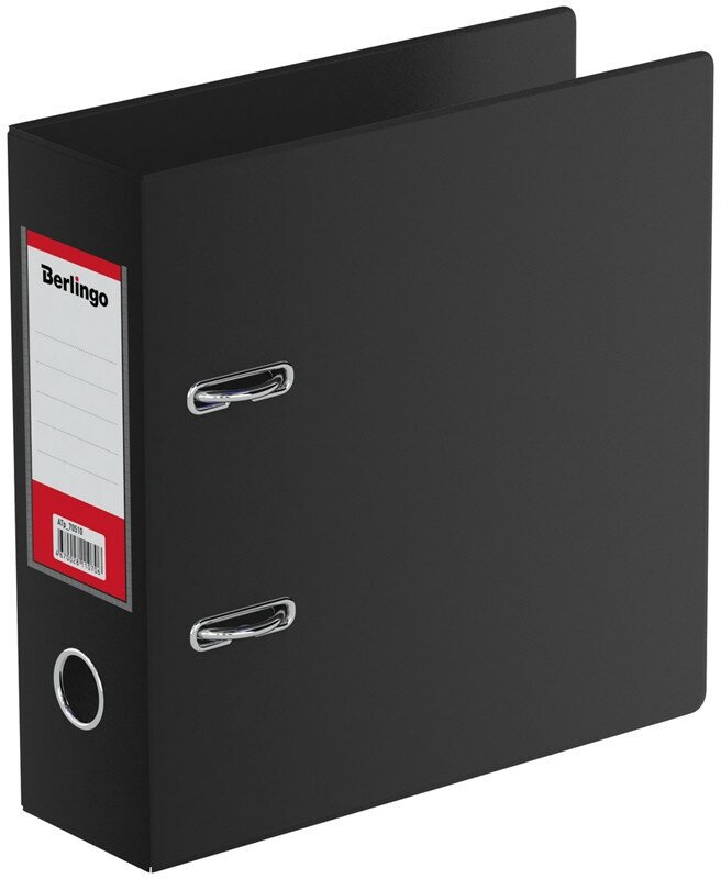 Папка-регистратор Berlingo, 70мм, А5, вертикальная, ПВХ, с карманом на корешке, черная, 262533