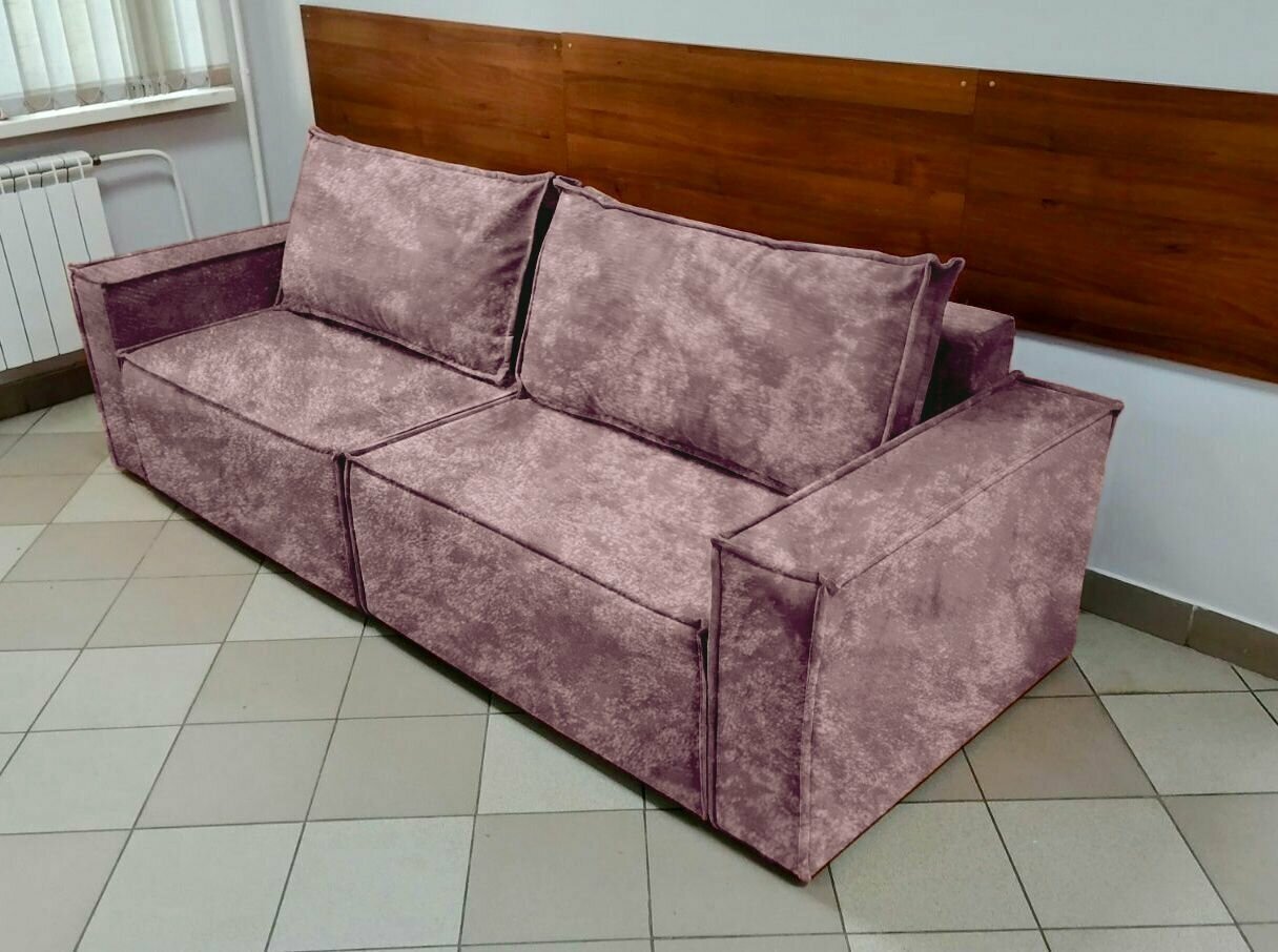 Диван-кровать лофт Еврокнижка 2,4м Бежевый махагон бархат 235