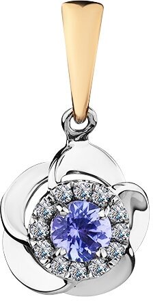 Подвеска, комбинированное, красное золото, 585 проба, танзанит, бриллиант