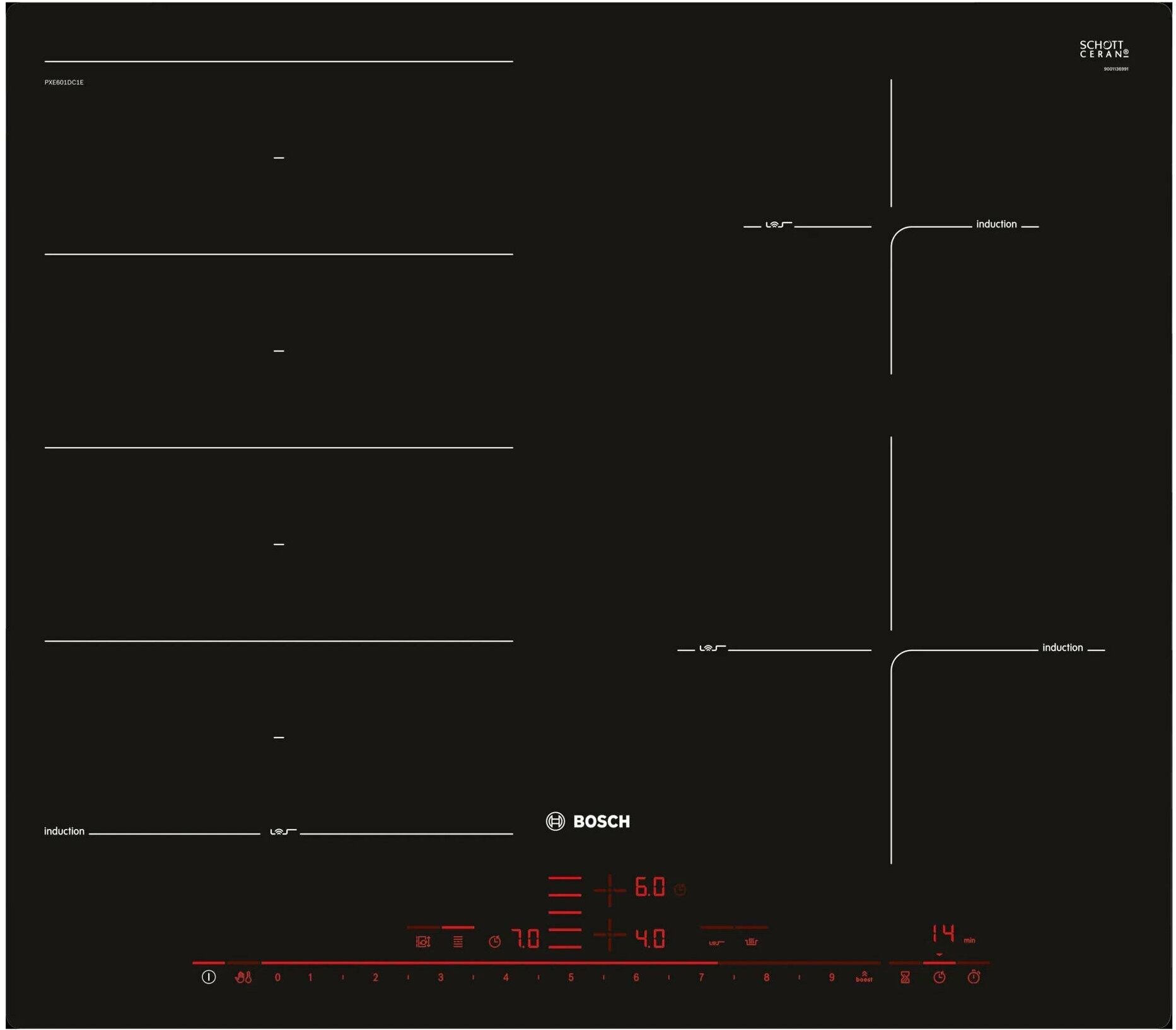 Встраиваемая индукционная варочная панель Bosch PXE601DC1E