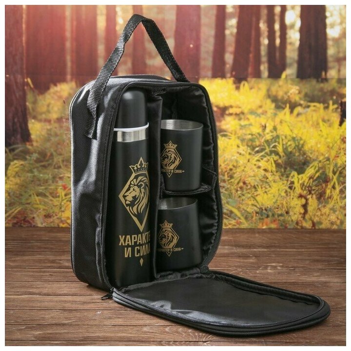 Подарочный набор туристический Характер и сила: термос 500 мл, кружка 2 шт
