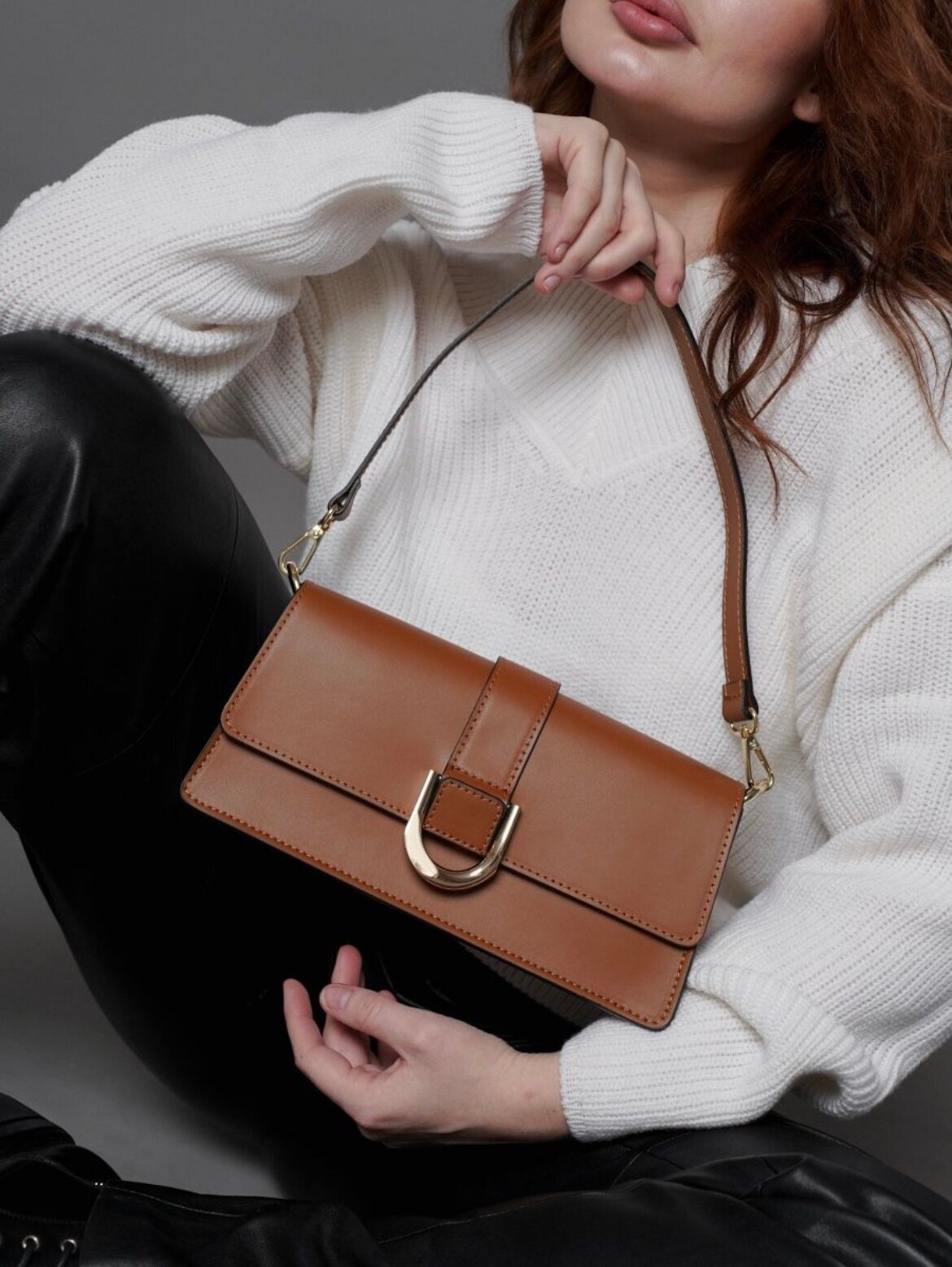 Сумка женская итальянская Delone, из натуральной кожи, с короткой ручкой