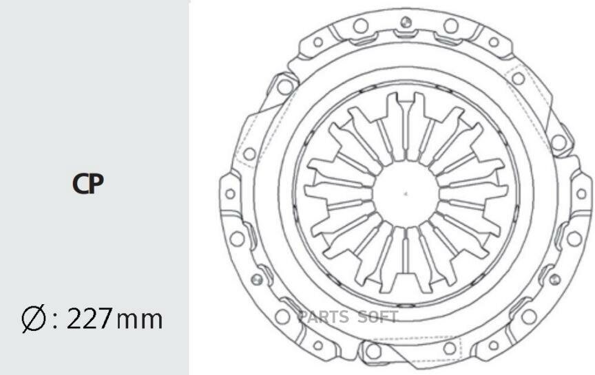 Корзина сцепления HYUNDAI H-100 (93-), Трекол дв. D4BH/BA (225мм) VALEO PHC