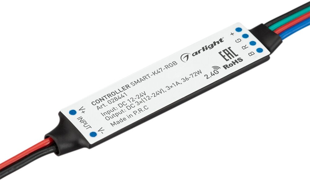 Контроллер 028441 SMART-K47-RGB (12-24V, 3x1A, 2.4G)