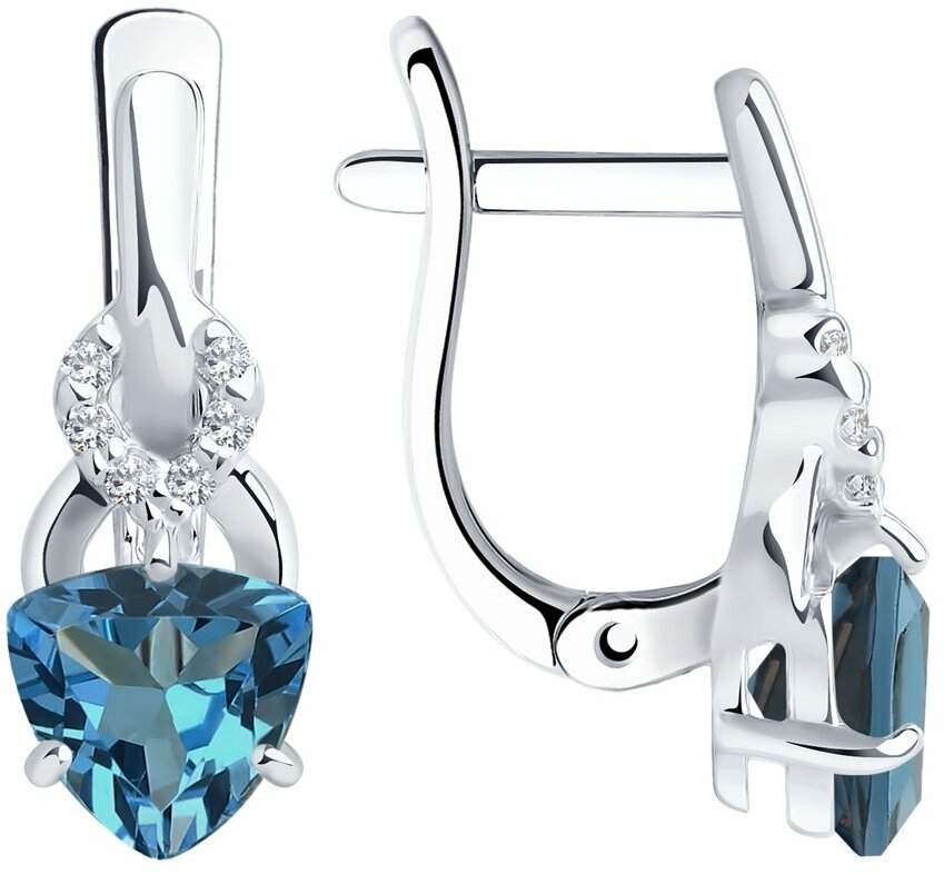 Серьги, серебро, 925 проба, родирование, Лондон топаз