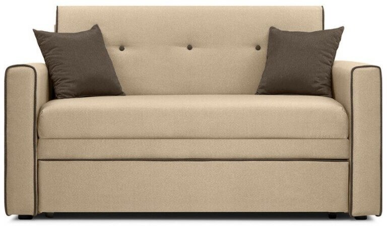 Прямой диван Найс 120 Бежевый Рогожка, выкатной, 146х83х87 см, с ящиком для белья