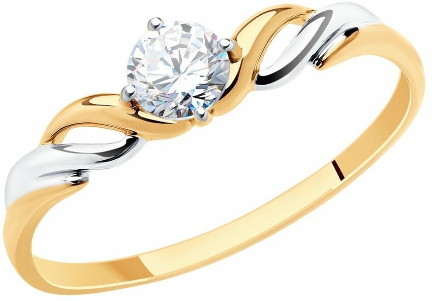 Кольцо, красное золото, 585 проба, фианит