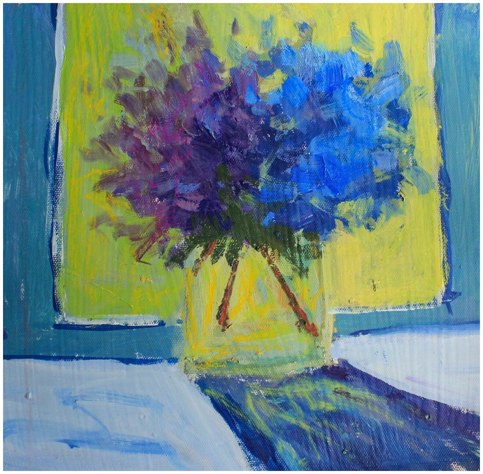 Гортензия в стакане Картина маслом современный художник С. Петербург