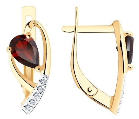 Серьги, красное золото, 585 проба, родирование, гранат