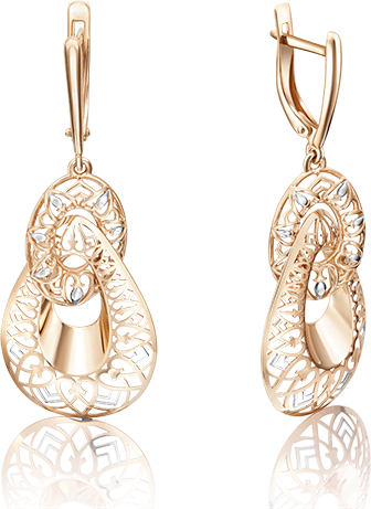 Серьги с подвесками, красное золото, 585 проба