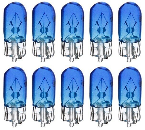 Галогенная лампа Cartage BLUE T10 W5W, 5 Вт, 12 В, набор 10 шт