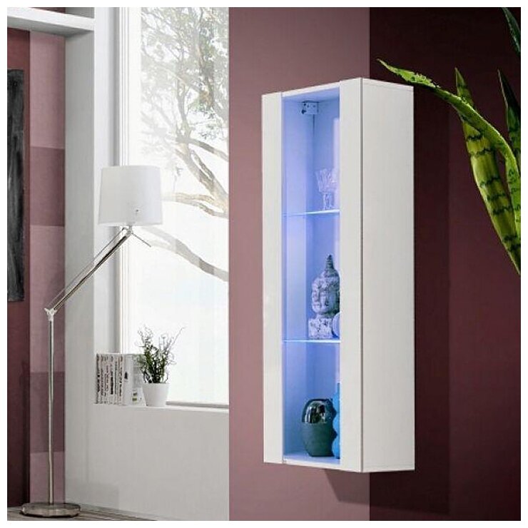 Витрина Лана 21 МДФ (белая) NEW 40x29x126 см, белый, белый мдф Фиеста