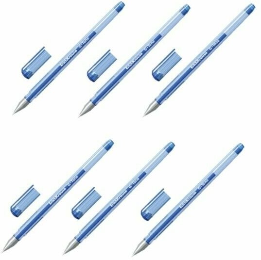 Набор 6 штук - Ручка гелевая ERICH KRAUSE "G-Tone", синяя, корпус тонированный синий, узел 0,5 мм, линия письма 0,4 мм