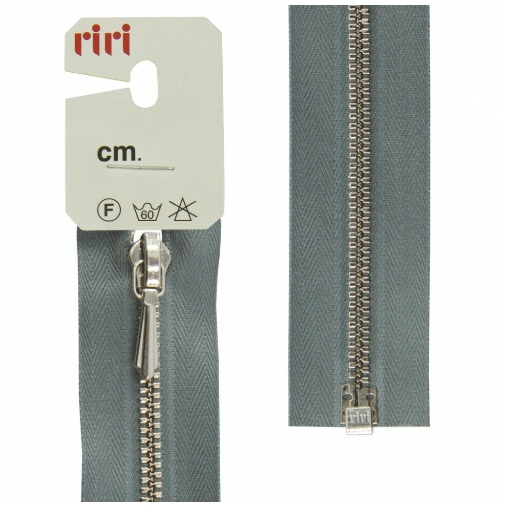 Riri #8351130/60/2119 Молния металлическая, разъемная, 3 мм, 60 см, серо-голубой светлый