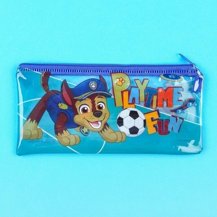 Пенал-косметичка плоский мягкий на молнии "Щенячий патруль", школьный чехол без наполнения, 1 секция, органайзер для карандашей и ручек, 10х21 см