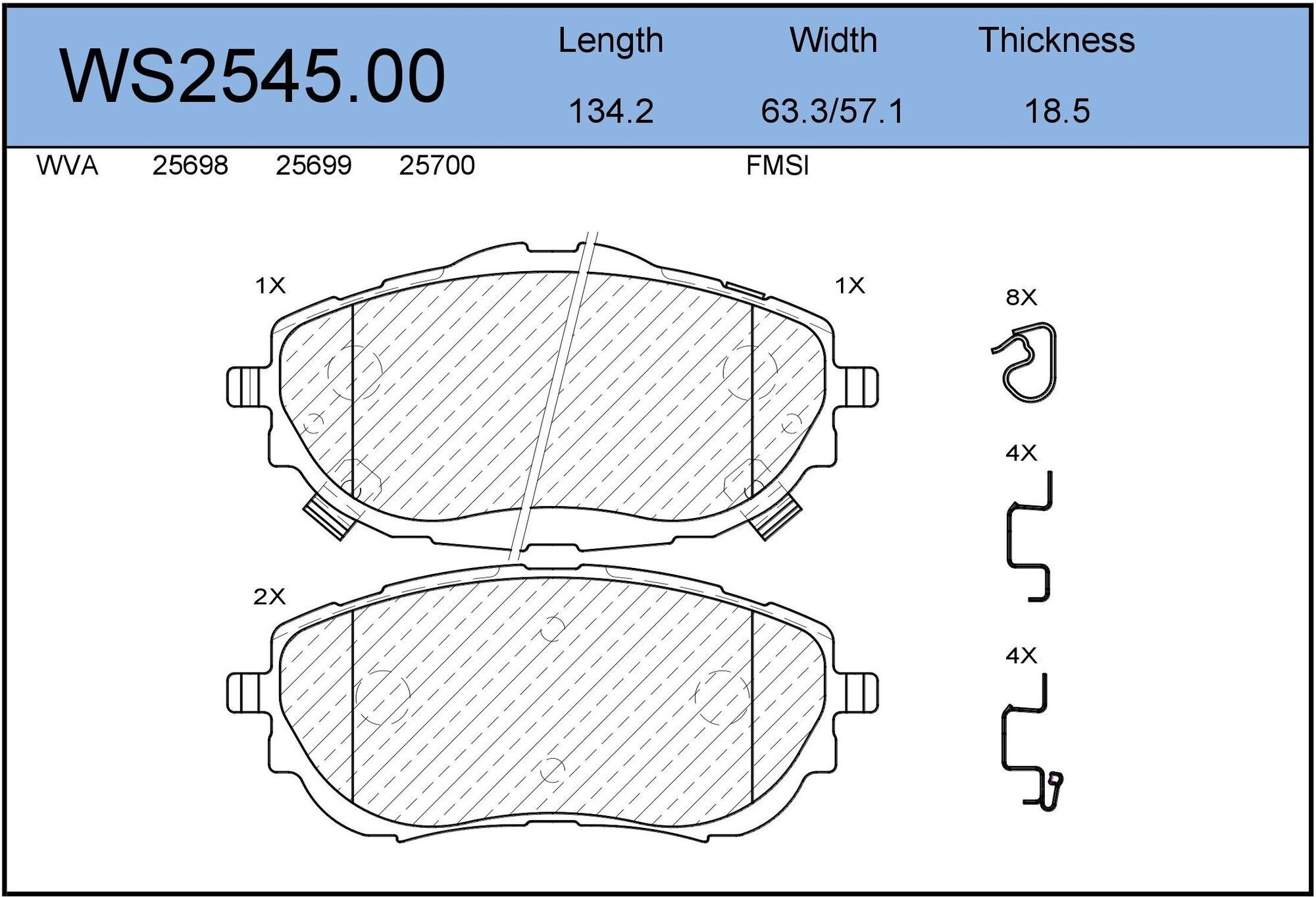 Колодки тормозные дисковые перед JEENICE WS2545.00