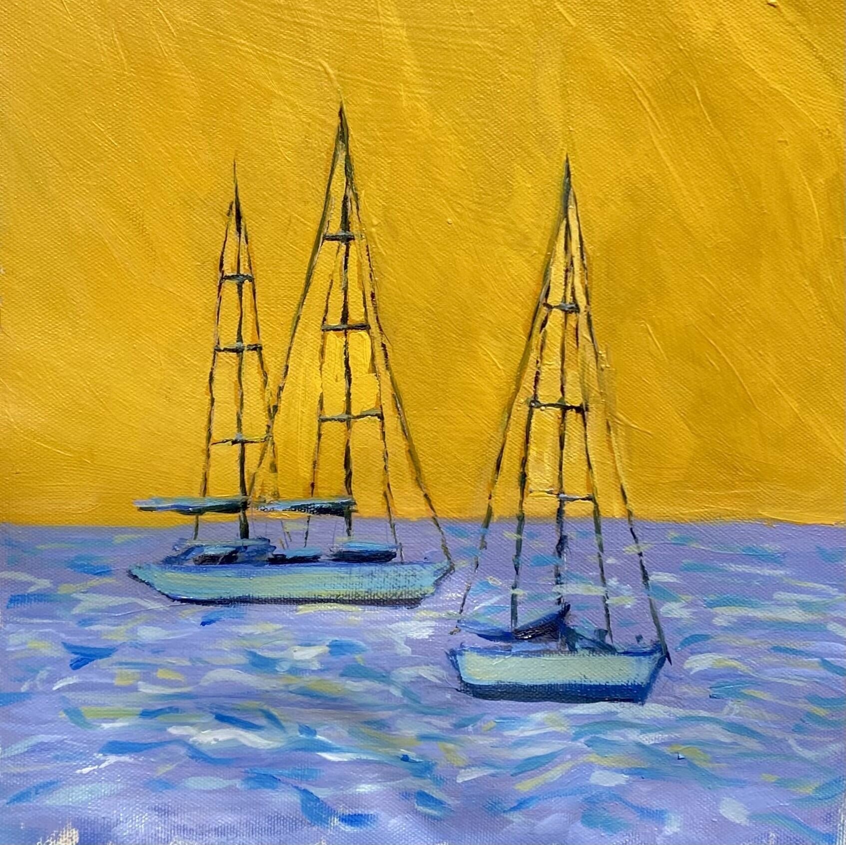 Лодки морской пейзаж Картина маслом современный художник С. Петербург